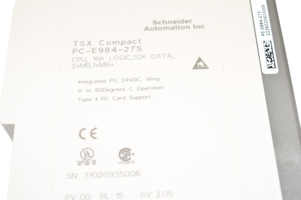 Schneider Automation PC-E984-275 CPU 16K LOGIC, 32K DATA TSX COMPACT – VB Industrial Supply