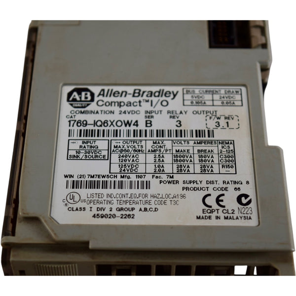 Allen Bradley 1769-IQ6XOW4 Compact I/O Combination 24VDC Input Relay M – VB Industrial Supply