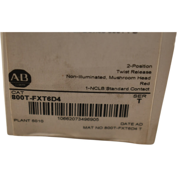 NEW Allen Bradley 800T-FXT6D4 Maintained Push-Pull Twist Push Button