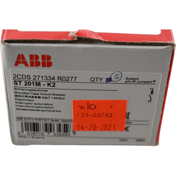Pack of 5 NEW ABB ST201M-K2 Circuit Breaker, Miniature, DIN Rail Mount