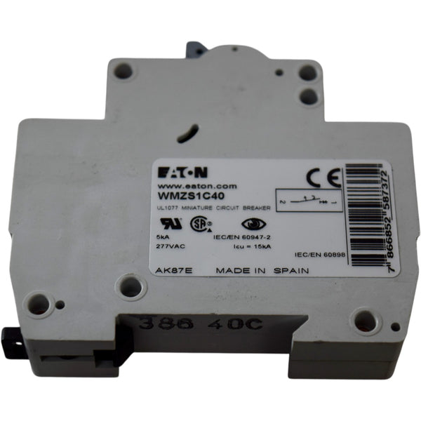 NEW Eaton WMZS1C40 40A 1P Type C Circuit Breaker UL 489 277V 10kA DIN