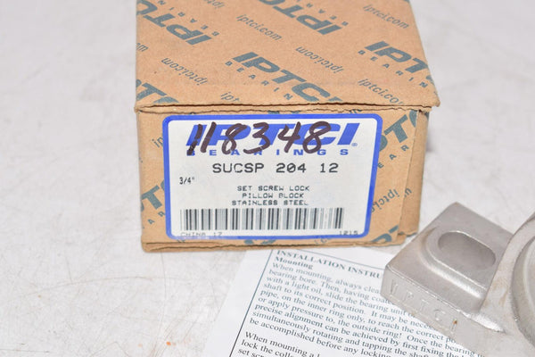 NEW IPTCI SUCSP 204-12 Corrosion Resistant Set Screw Lock Pillow Block