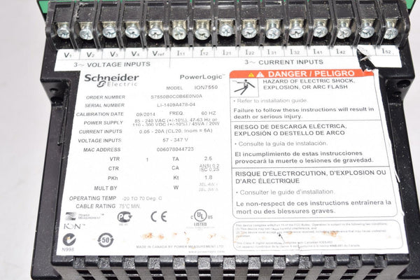 Square D Schneider Electric Ion7550 Powerlogic Energy And Power Quality