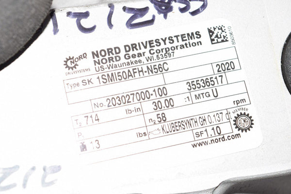 NEW NORD DriveSystems SK 1SMI50AFH-N56C 203027000-100 30:1 Ratio – VB ...