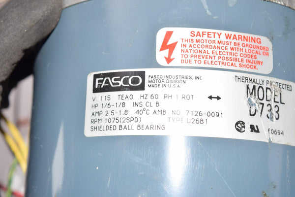 FASCO Model D733 Motor 115V 60Hz 1PH 1/6-1/8 HP 2.5-1.8A 1075 RPM – VB ...