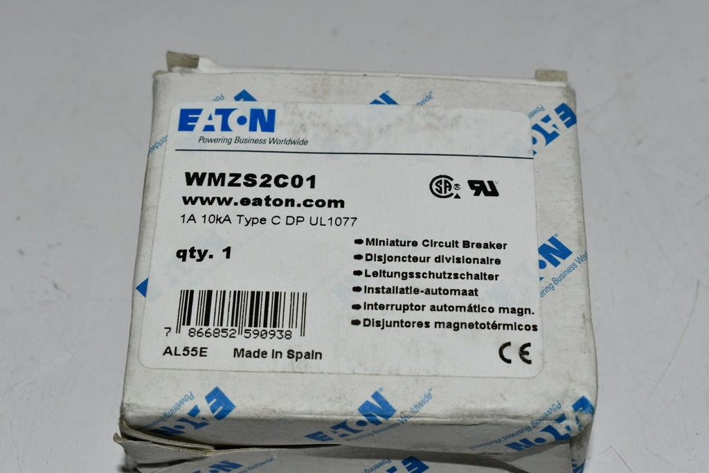 NEW Eaton WMZS2C01 Miniature CB Circuit Breaker 1A 10kA Type C UL1077 ...