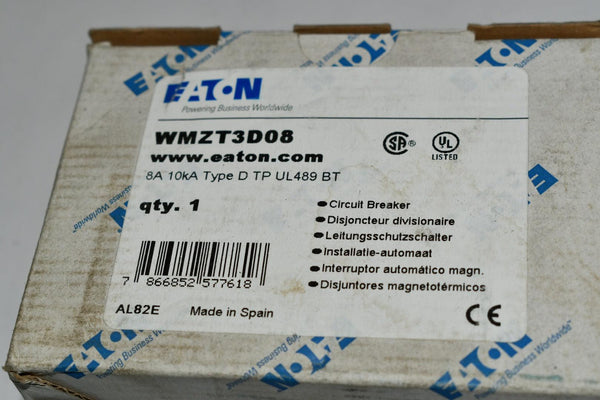 NEW Eaton Cutler Hammer WMZT3D08 Mini Circuit Breaker 8A 10kA Type D ...