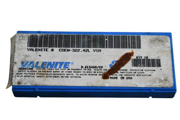 Pack of 10 NEW Valenite CDEW-322.42L Grade V1N Indexable Carbide Inser ...