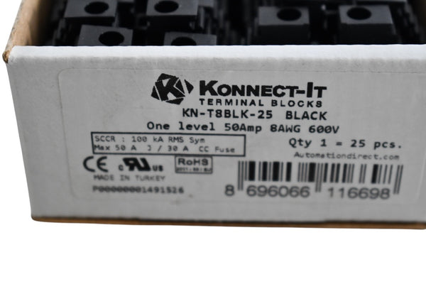 Pack of 25 NEW Automation Direct KN-T8BLK-25 Konnect-It screw single-l ...