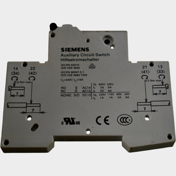 NEW Siemens 5ST3010 auxiliary switch, 1 NO+1 NC for miniature circuit ...