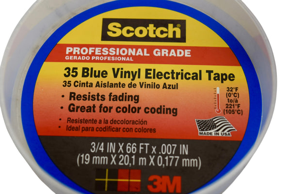 Scotch 7000006095 Premium Grade Electrical Tape, 3/4'' 35 Blue Vinyl E