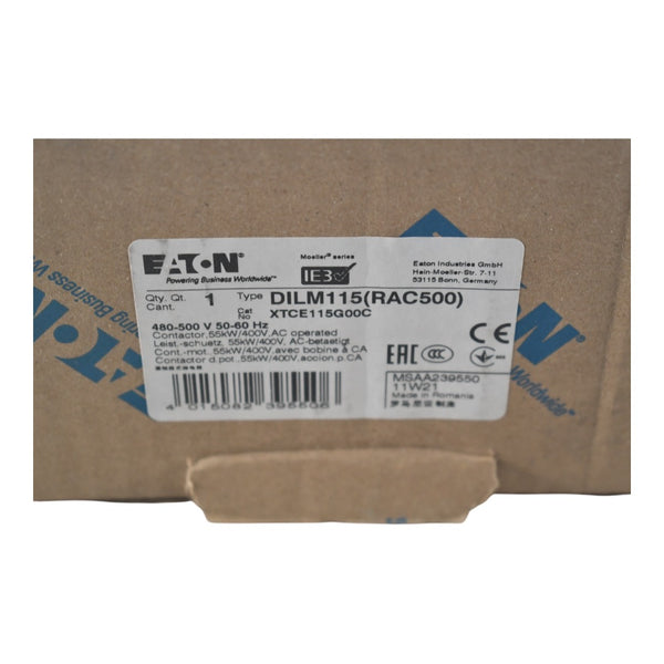NEW Eaton XTCE115G00C DILM115 Motor Starter Contactor 50 HP at 230V an ...