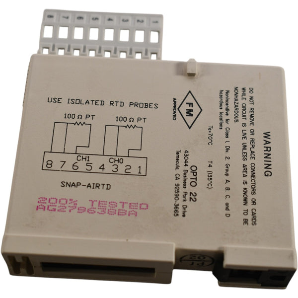 Opto 22 SNAP-AIRTD SNAP 2-Ch 100-Ohm Platinum RTD Analog Temperature I