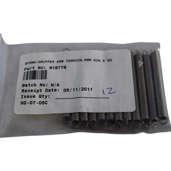 Pack of 12 NEW Gripper Arm Tension Spring 6mm DIA x 60mm OAL – VB ...