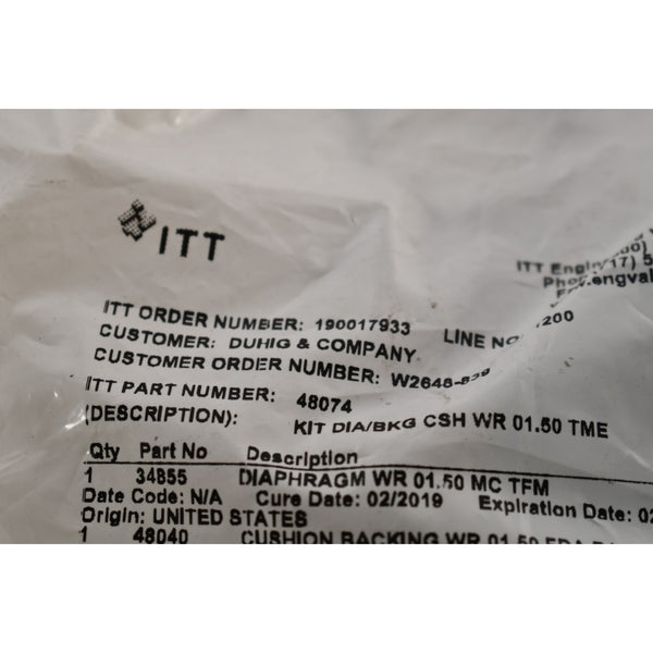 NEW ITT PF-D-TME-1.5 48074 DIAPHRAGM TME PTFE / EPDM 1.5'' ITT – VB ...