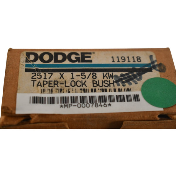 NEW Dodge 2517 x 1-5/8-KW Taper Lock Bushing - 2517 Series, 1.6250 in ...
