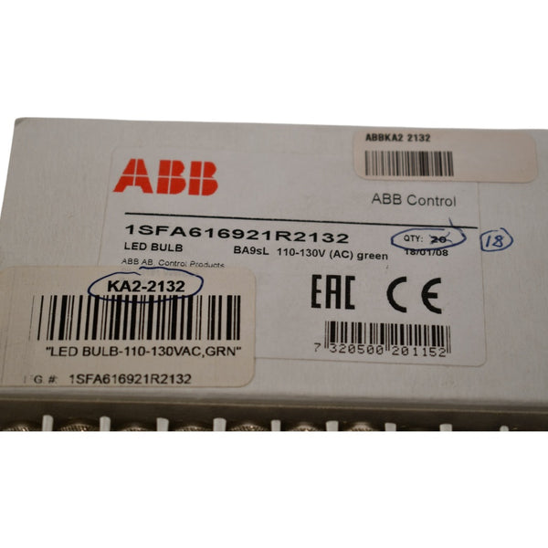 Pack of 18 NEW ABB KA2-2132 LED BULB-110-130VAC Green 1SFA616921R2132 ...