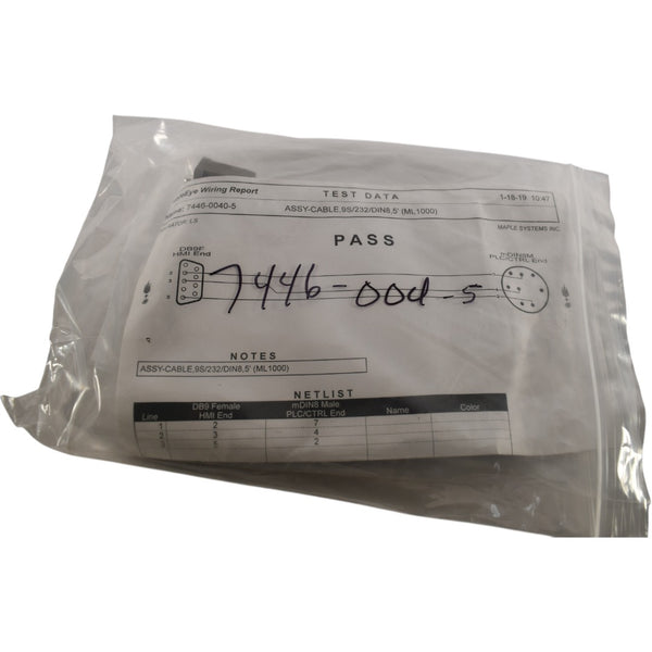 NEW Maple Systems 7446-0040-5 Cable MicroLogix, RS-232, DIN 8 Pin, HMI
