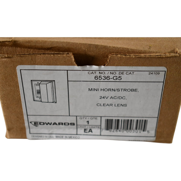 NEW Edwards Signaling 6536-G5 CFA Series, Horn/Strobe, Clear Lens, 24V ...