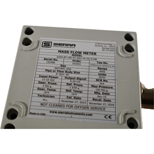 NEW SIERRA BOILER TRAK 620S 620S-BT-L06-M1-EN2-V4-DD-9 MASS FLOW METER ...