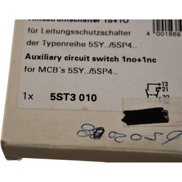 NEW Siemens 5ST3010 Auxiliary Contacts, 1NO-1NC, DIN Rail Mount, Screw ...