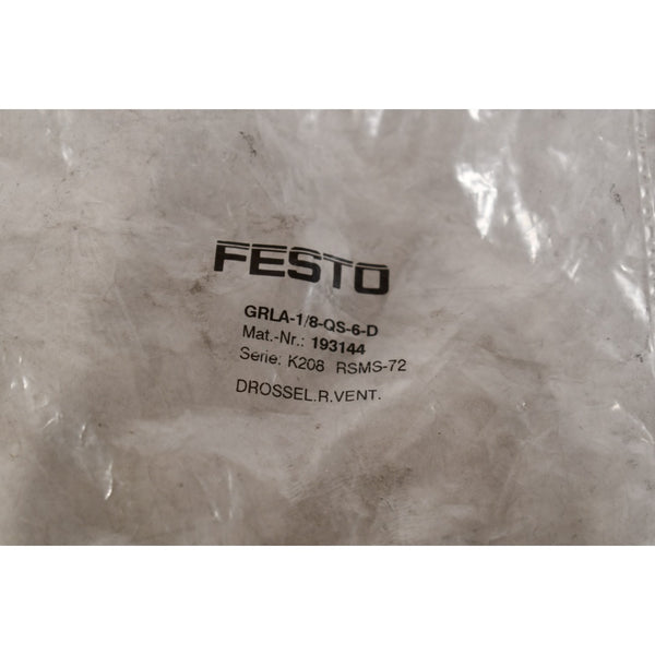 NEW Festo 193144 GRLA-1/8-QS-6-D Valve | 6mm/G1/8 Ports | 0.2-10 bar ...