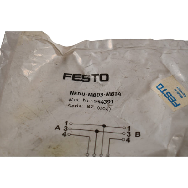 NEW Festo 544391 Push-in T-Connector | NEDU-M8D3-M8T4 | M8 3/4-Pin | I ...