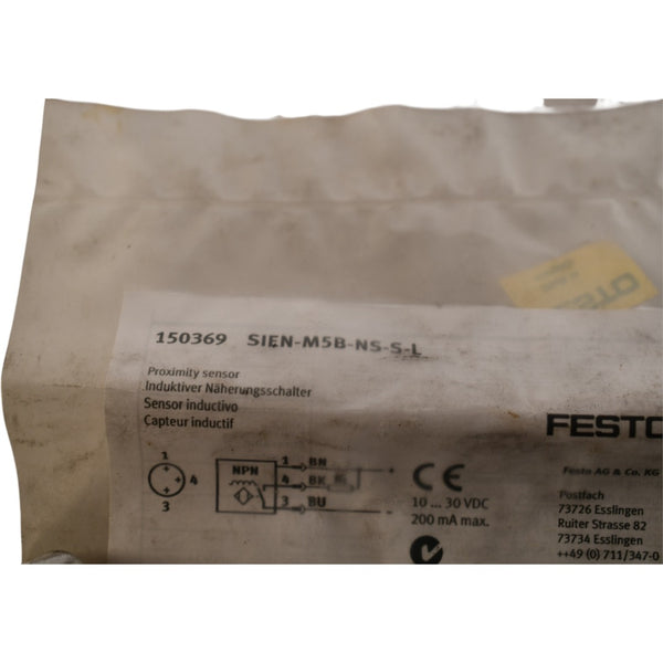 NEW Festo 150369 Proximity Sensor | SIEN-M5B-NS-S-L | M5 | NPN | IP67 ...