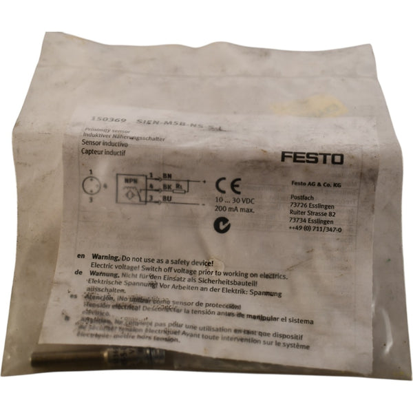 NEW Festo 150369 Proximity Sensor | SIEN-M5B-NS-S-L | M5 | NPN | IP67 ...