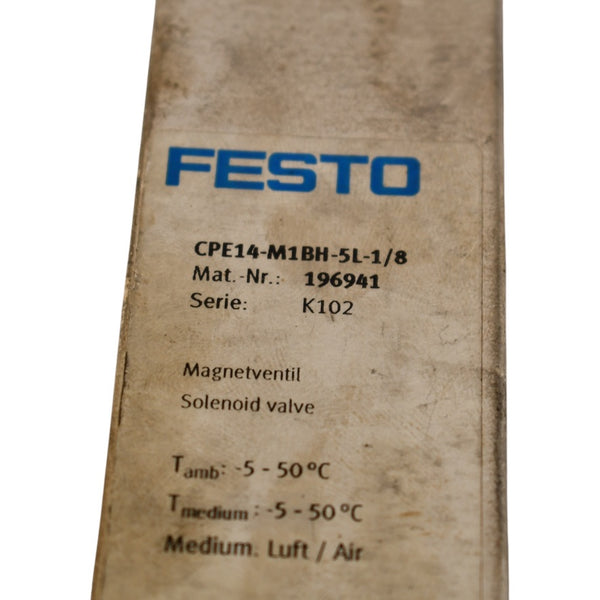 NEW Festo 196941 Solenoid Valve | CPE14-M1BH-5L-1/8 | 5/2-Way | G1/8 P ...