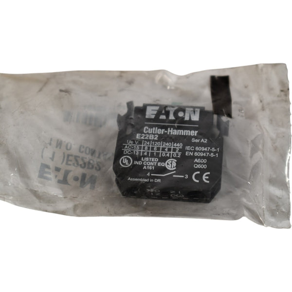 NEW Eaton E22B2 Series A2 Cutler-Hammer 1NO Contact Block 22.5mm 10A ...
