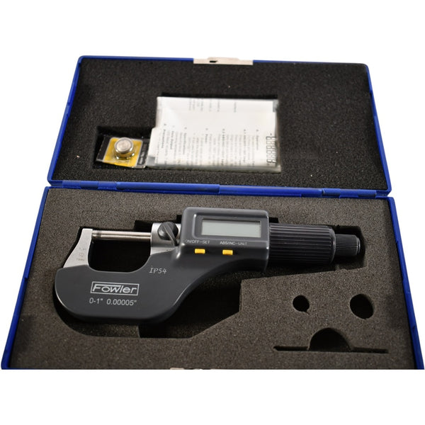 Fowler IP54 0-1''/25mm Electronic Outside Micrometer w/ Engravings