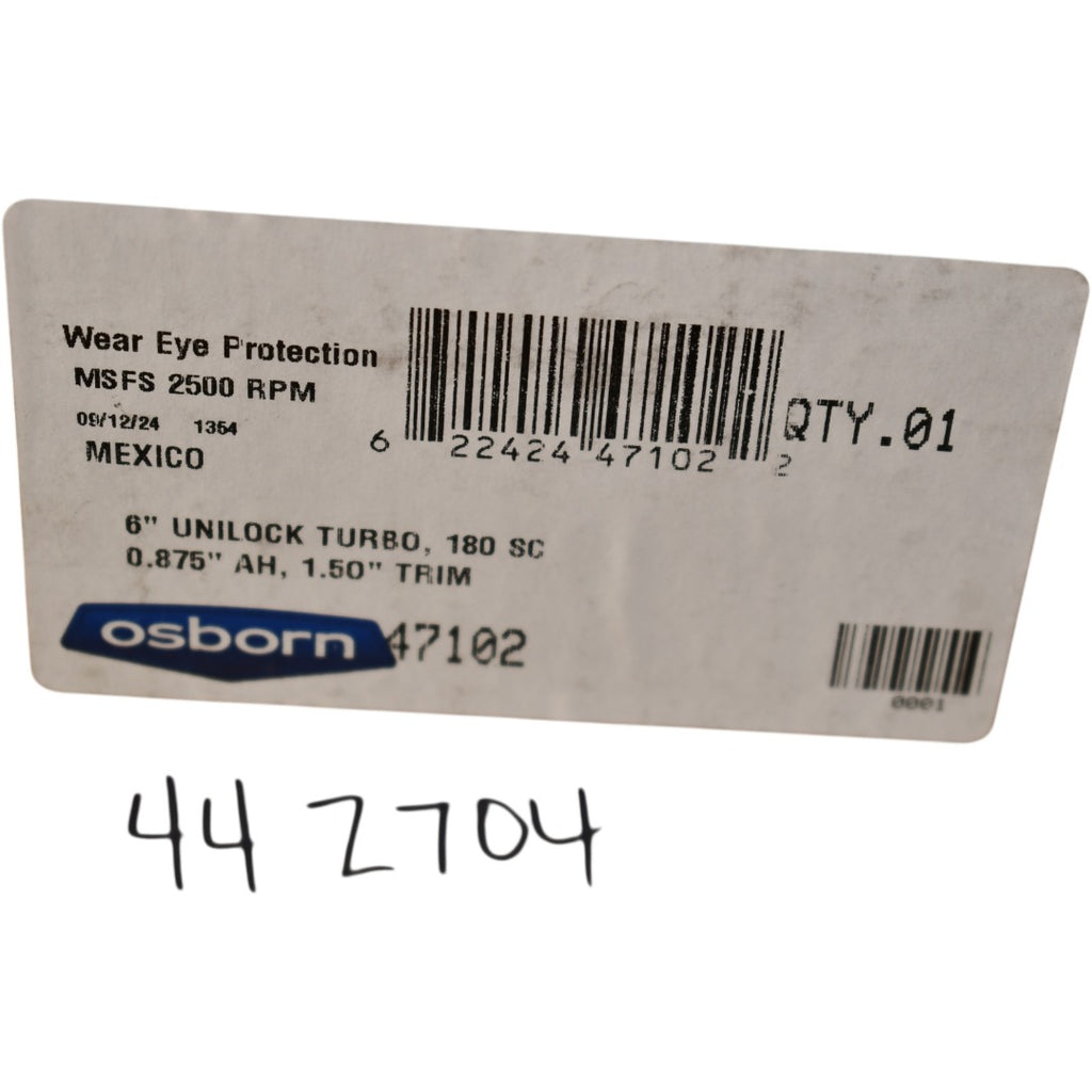 NEW Osborn 47102 6'' ATB Uni-Lok Disc Brush 180 Grit Silicon Carbide