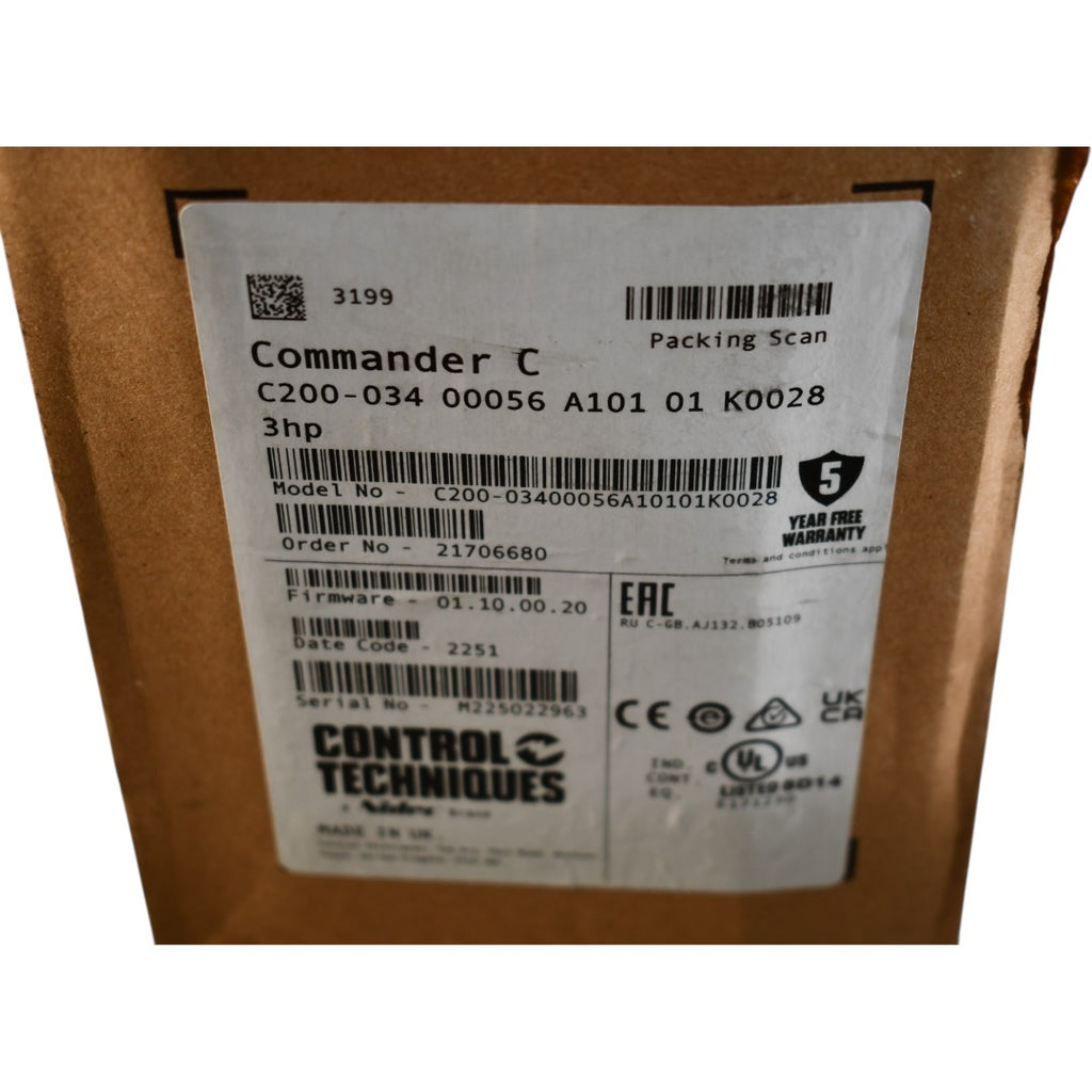 NEW Control Techniques C200-03400056 Commander 3HP 480VAC Drive