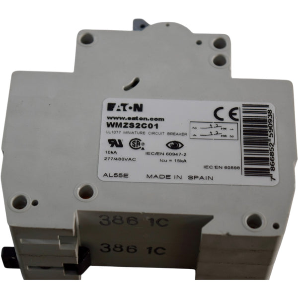 NEW EATON WMZS2C01 1A 2 Pole Type C 10kA DIN Rail Circuit Breaker 277 ...