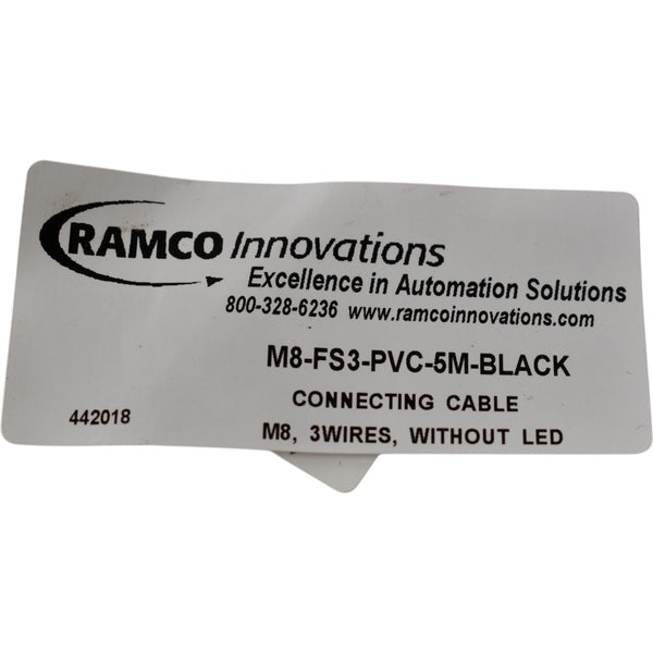 NEW Ramco M8-FS3-PVC-5M-BLACK Cable 3-Pin Female Straight 5m