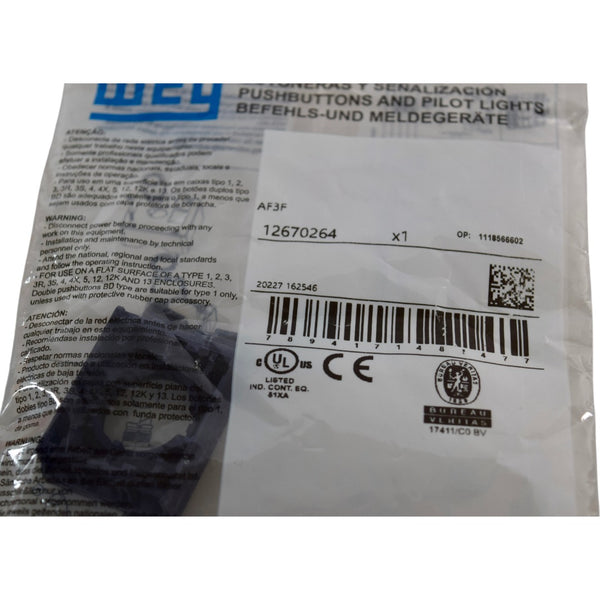 NEW WEG 12670264 AF3F 3-Position Flange for CSW Series Pushbutton Swit ...