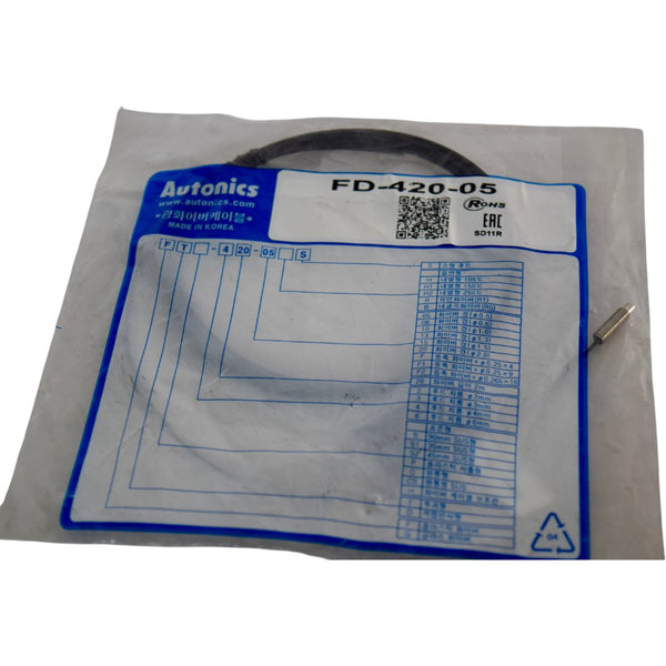 NEW Autonics FD-420-05 Fiber Optic Cable Sensor M4 40mm Diffuse R15 2m