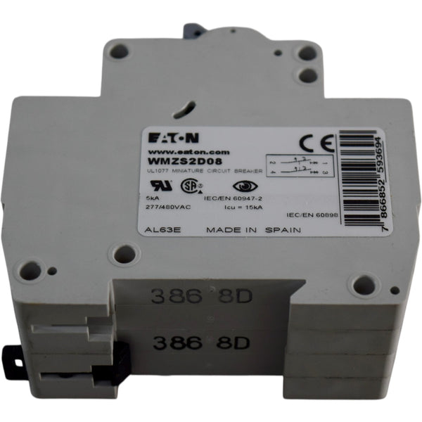NEW Eaton WMZS2D08 Miniature Circuit Breaker 8A 2P D-Curve 10kA 277/48