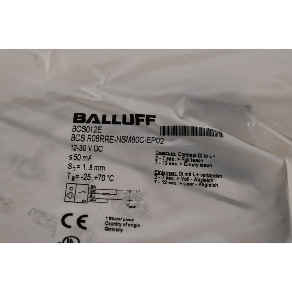NEW Balluff BCS012E Capacitive Sensor NPN NO 12-30VDC 8mm Range IP67 ...
