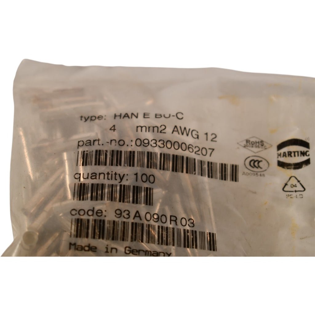 Pack of 75 NEW Harting 09330006207 Han E Female Crimp Contacts 12AWG 1 ...