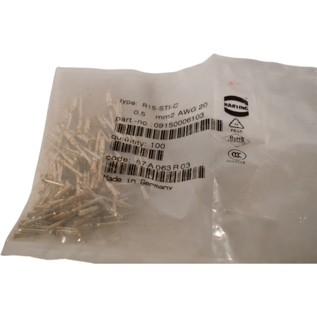 Pack of 75 NEW Harting R15-STI-C Han D Male Crimp Contacts 16AWG Silve