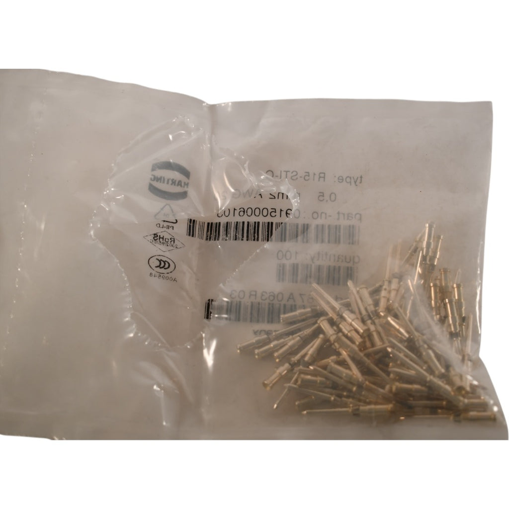 Pack of 75 NEW Harting R15-STI-C Han D Male Crimp Contacts 16AWG Silve