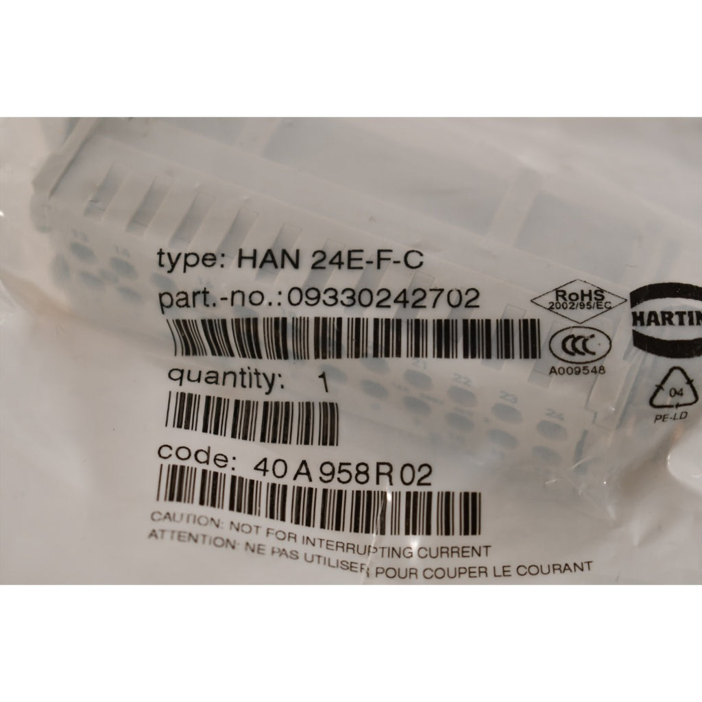 NEW Harting 09330242702 Han E 24 Pos Female Insert Crimp 16A 600V – VB ...