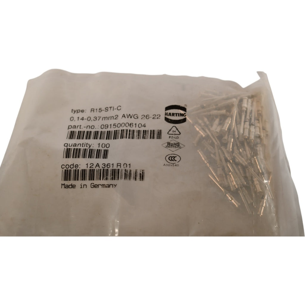 Pack of 75 NEW Harting 09150006104 Han D Male Crimp Contacts 14AWG Sil ...