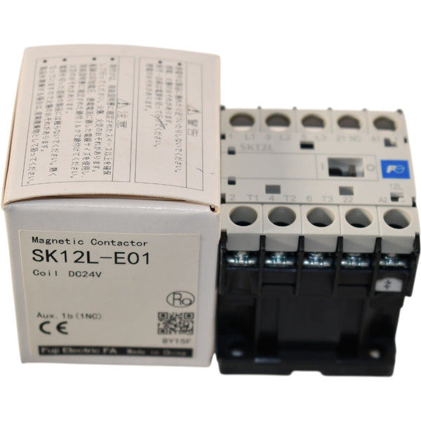 FUJI SK12L-E01 Magnetic Contactor 12A 24VDC Coil 1NC Aux DIN Rail Moun ...