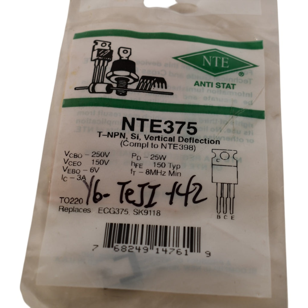 NEW NTE Electronics NTE375 NPN Transistor 150V 2A TO-220 TV Output