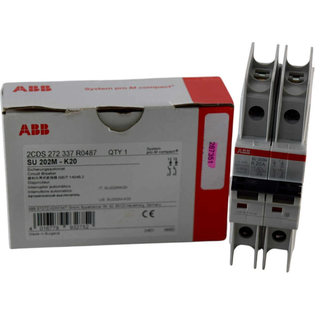 NEW ABB SU202M-K20 2CDS272337R0487 K20A 2P Mini Circuit Breaker NIB ...
