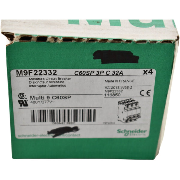 Pack of 4 NEW Schneider Electric M9F22332 Multi 9 C60SP 3 Pole 32A C C ...