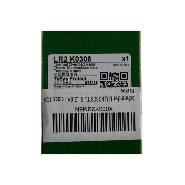 NEW Schneider LR2K0308 Thermal Overload Relay 1.8-2.6A Class 10A – VB ...